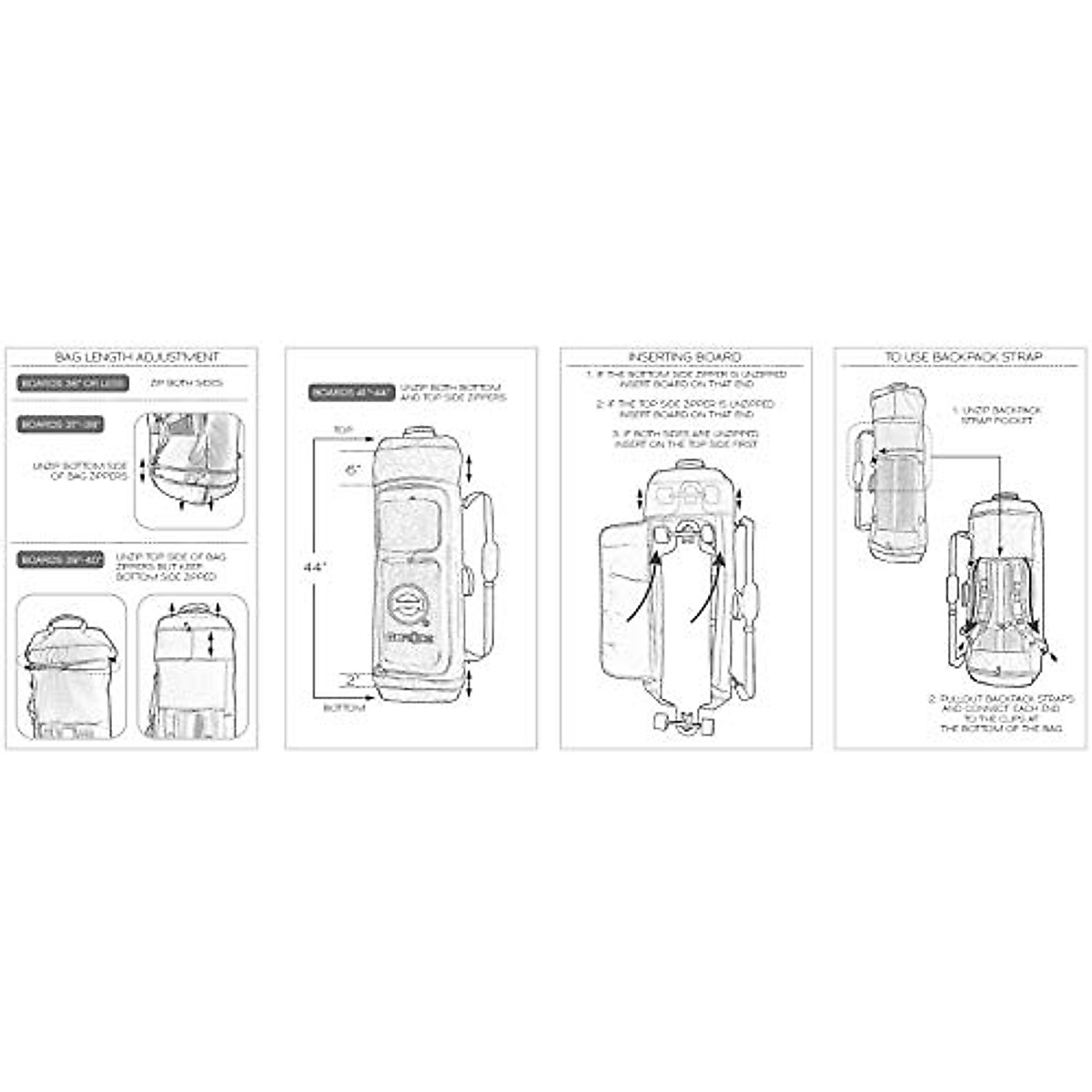 GoRide Elite Electric Longboard Skateboard Backpack Bag Carrier with Laptop Holder (Black)