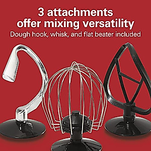 Hamilton Beach 6 Speed Electric Stand Mixer with Stainless Steel 3.5 Quart Bowl, Planetary Mixing, Tilt-Up Head (63326), 300W Motor, Grey and Chrome