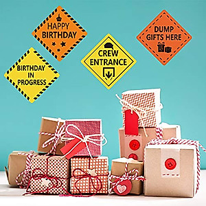 TUPARKA 16pcs Construction Themed Party Decorations Double Sided Cutouts Traffic Signs for Boys Kids Birthday Party and Bedroom Decorations
