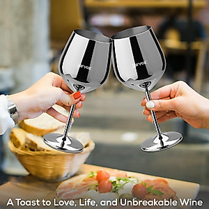 jarvox Stainless Steel Wine Glass - Set of 1 - Sliver, Gold, Rose Gold, Black - 500ml (Black)