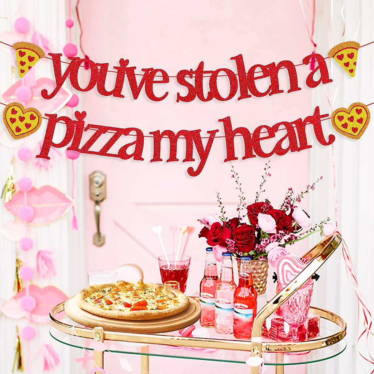 You’ve Stolen A Pizza My Heart Banner Valentine’s Day Pizza Theme Decoration Love You To Pizzas Party Decoration Pizzas Birthday Wedding Anniversary Baby Shower Party Supplies