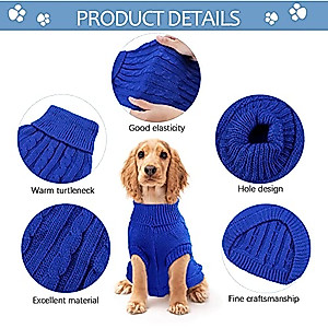 Pedgot 4 Pieces Dog Sweater Dog Winter Clothes Knit Turtleneck Pet Sweater Classic Pet Cable Knit Winter Coat Warm Dog Sweatshirt Pullover for Medium Dogs (M)