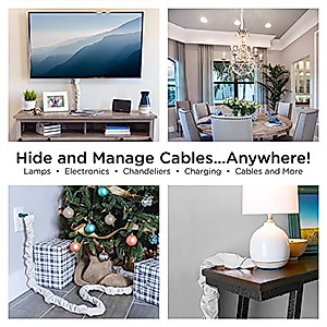 Cordinate Fabric Cord Cover, 6 ft, Hides Cables, Great for Lamps, Light Fixtures, and Desks, Cable Management, Easy Installation, Eggshell White, 40723