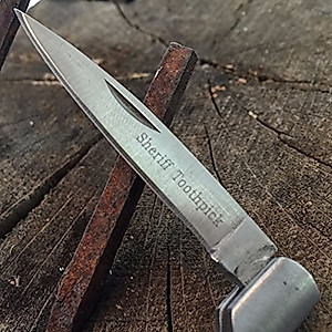 SHERIFF Toothpick Tactical Folding Pocket Knife Carbon Sharp Blade Stainless Handle 212071-SF