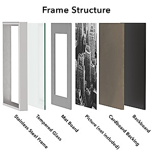 ABEL Stainless Steel Tabletop Photo Frame with Tempered Glass - Rectangular Shape, 4x6 Size, Nickel Plated Green, Includes Mat Board, Cardboard Backing and Backboard