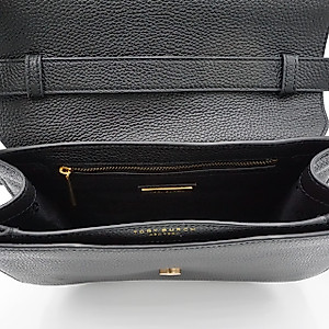 Tory Burch 86838 Black Leather With Gold Hardware Adjustable Strap Women's Britten Saddle Bag