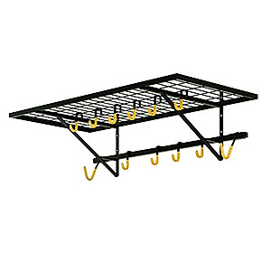 BMJX US Garage Shelves Garage Storage with Two Large Bike Hooks and 8 Small Hooks 31x15.5inch Powder Coated Steel Wall Frame Garage Organization（1 Pack）