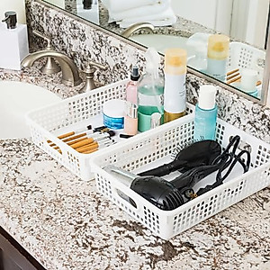 Really Good Stuff Plastic Desktop Paper Storage Baskets for Classroom or Home Use – Mesh Bins, 14.25” x 10” – (Set of 4), School Organization Supplies