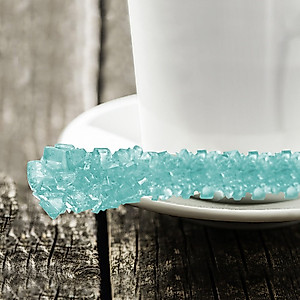 Extra Large Rock Candy Sticks: 36 Light Blue Cotton Candy Lollipop - Individually Wrapped - Crystal Rock Candy Sticks for Candy Buffet, Birthdays, Weddings, Receptions, Bridal and Boy Baby Showers