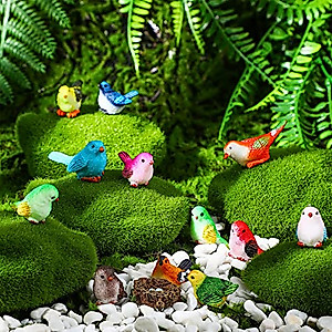 25 Pcs Miniature Bird Figurines Tiny Bird Figurines Mini Fairy Animal Figurines Resin Birds Toy Statues for Garden Micro Landscape Home Terrarium Crafts Cake Cupcake Toppers Dollhouse Decorations