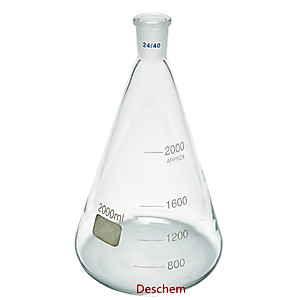 Deschem 2000ml,24/40,Glass Erlenmeyer Flask,2 Litre,Conical Flasks,Laboratory Glassware