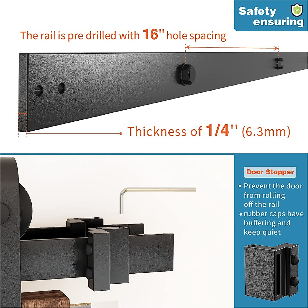 ZEKOO 6.6 FT Double Track Bypass Barn Door Hardware Kit Low Ceiling Wall Mount for Closet Double Wooden Doors (6.6FT Bypass kit)