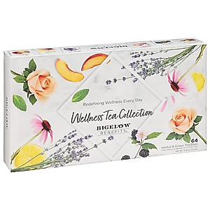 Bigelow Benefits Wellness Tea Collection, Variety Gift Box Sampler, 64 Tea Bags, (Pack of 1