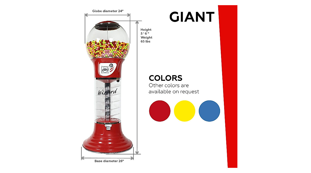 Gumball Machine RED Large Vending Machine 5’6" $0.25 Giant Spiral ...