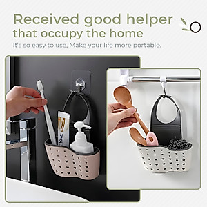 Sponge Holder for Kitchen Sink to Hang from the Faucet. Modern Adjustable Kitchen Sink Sponge Holder with Drain Holes For Drying.