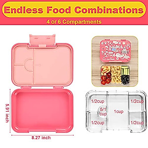 AOHEA Bento Lunch Box for Kids: BPA Free Kids Bento Box Toddler Lunch Box for Daycare or School(Pink)