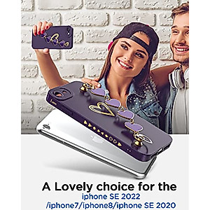 AICase iPhone SE 2022 Case,iPhone 3rd/2020/2nd gen/iPhone 8/7 Case for Women with Full Camera Lens Protection and Hand Strip Loop, Silicone Heart Girly Cute Soft Slim Shockproof for iPhone 8/7/SE_6