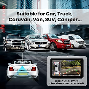 Portable Car Stereo for Apple Carplay, Android Auto, Air Play, Mirror Link, Wireless Car Play Screen with Bluetooth Handsfree, 7 Inch IPS Touchscreen, GPS Car Navigation, Siri/Google, FM/AUX/USB/TF