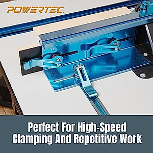 POWERTEC 71502 Aluminum Cam Clamp for Woodworking, 5/16”-18 Threaded Insert - 4PK