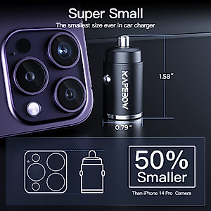 USB C Car Charger, PD 45W & QC 45W Fast Charging Cigarette Lighter USB Charger Adapter [Super Small, Flush Fit, Metal] Compatible with iPhone 14 13 12 Samsung Galaxy S22 21 20 Pixel