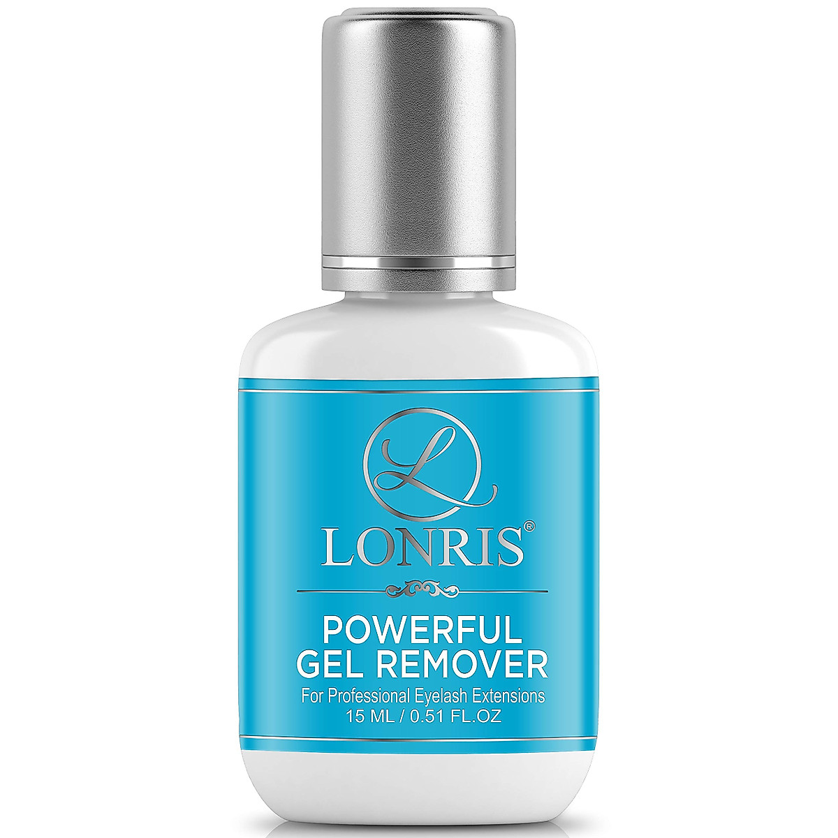 Fast GEL REMOVER for Eyelash Extension Glue LONRIS 15 ml No-Burn / 1-2 minutes - Lash Adhesive Dissolution time/Thick consistency/Blue Color Lash Supplies/no Odor Eyelash Supply