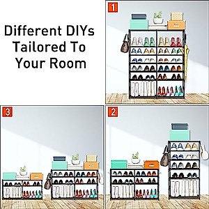 LOEFME 7 Tier Shoe Rack, Metal Shoe Rack Organizer, 24-28 Pairs Tall Shoe Stand, Quick Assembly, Stackable DIY Shoes Rack Space-Saving, Boot Rack Shoe Holder for Entryway, Closet, Garage, Bedroom