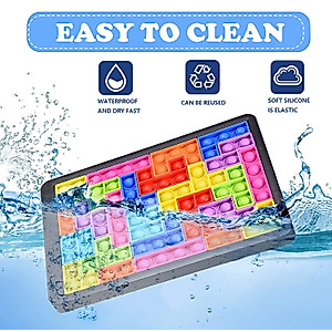 SHEGATO Push It Pop Fidget Toys, Bubble Sensory Toy, Poppits Jigsaw Fidget Toys, Popper Russian Block Game Boards, 26PCS Silicone Puzzle Games to Anxiety and Stress Relief for Girls Boys (Black)