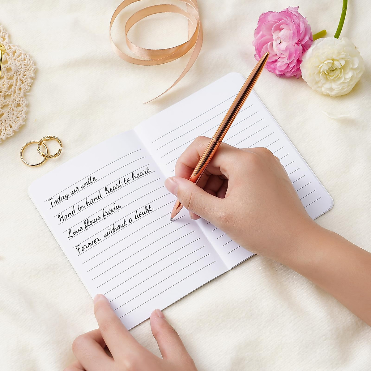 URSUNSHINE Vow Books His and Hers - Wedding Vow Books with Gold Foil Lettering, 5.5" X 4", Plenty Space to Write for Your Vows, Perfect Essentials for Your Wedding Day/Aniversaries - Black & White