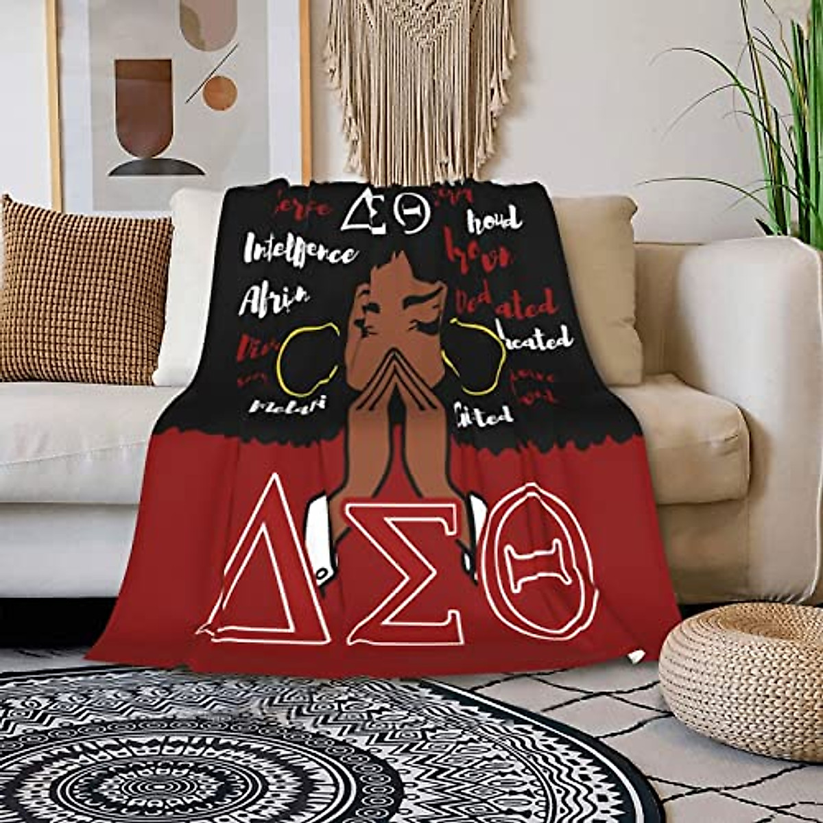 Hiccickm Sorority Gifts for Women Blanket,Red Sorority Paraphernalia Gifts Lightweight Fleece Blankets for Couch Bed Sofa Warm All Season 50"x40"
