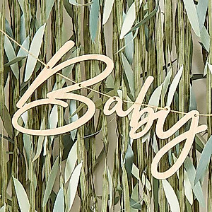 Ginger Ray Botanical Baby Shower Wooden Banner Hanging Decoration, NS, Wood