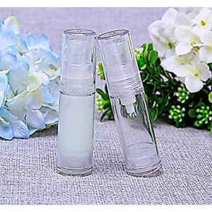 5ML Airless Pump Bottle-Empty Refillable Airless Vacuum Pump Cream Lotion Bottle Travel Bottles Toiletries Liquid Container for Cosmetic Make-up Pack of 6 (Transparent)