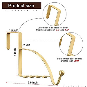 Hotop 4 Pieces Over Door Hooks Hanger Multi Hanging Storage Organizers Valet Hooks for Coats Clothes Hoodies Hats Scarves Purses Keys Bath Towels Robes & More (Champaign Gold)
