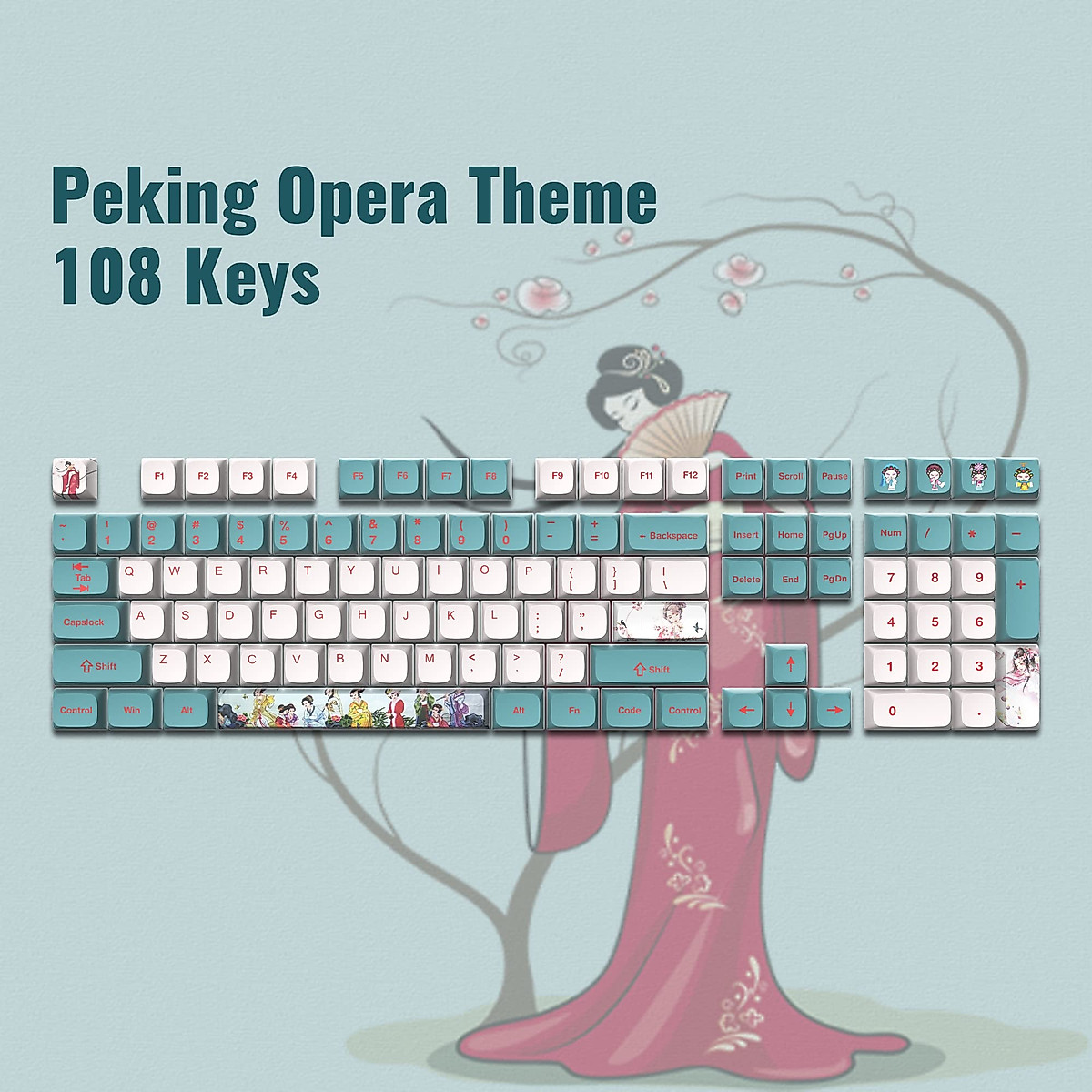 PBT Keycaps, XDA Profile Keyboard Keycaps Full Set, DYE-Sub Custom Keycaps for Cherry Gateron MX Switches Mechanical Keyboards