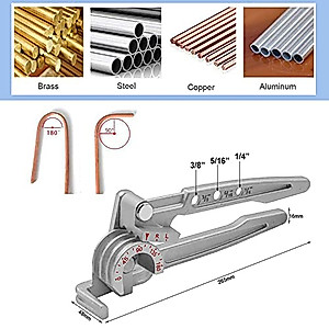Pipe Bender 180°Tube Bender Copper Tubing Bender, Ratchet Tubing Bender for 3/8",1/4",5/16",for Copper, Brass, Aluminum and Thin Steel Pipes
