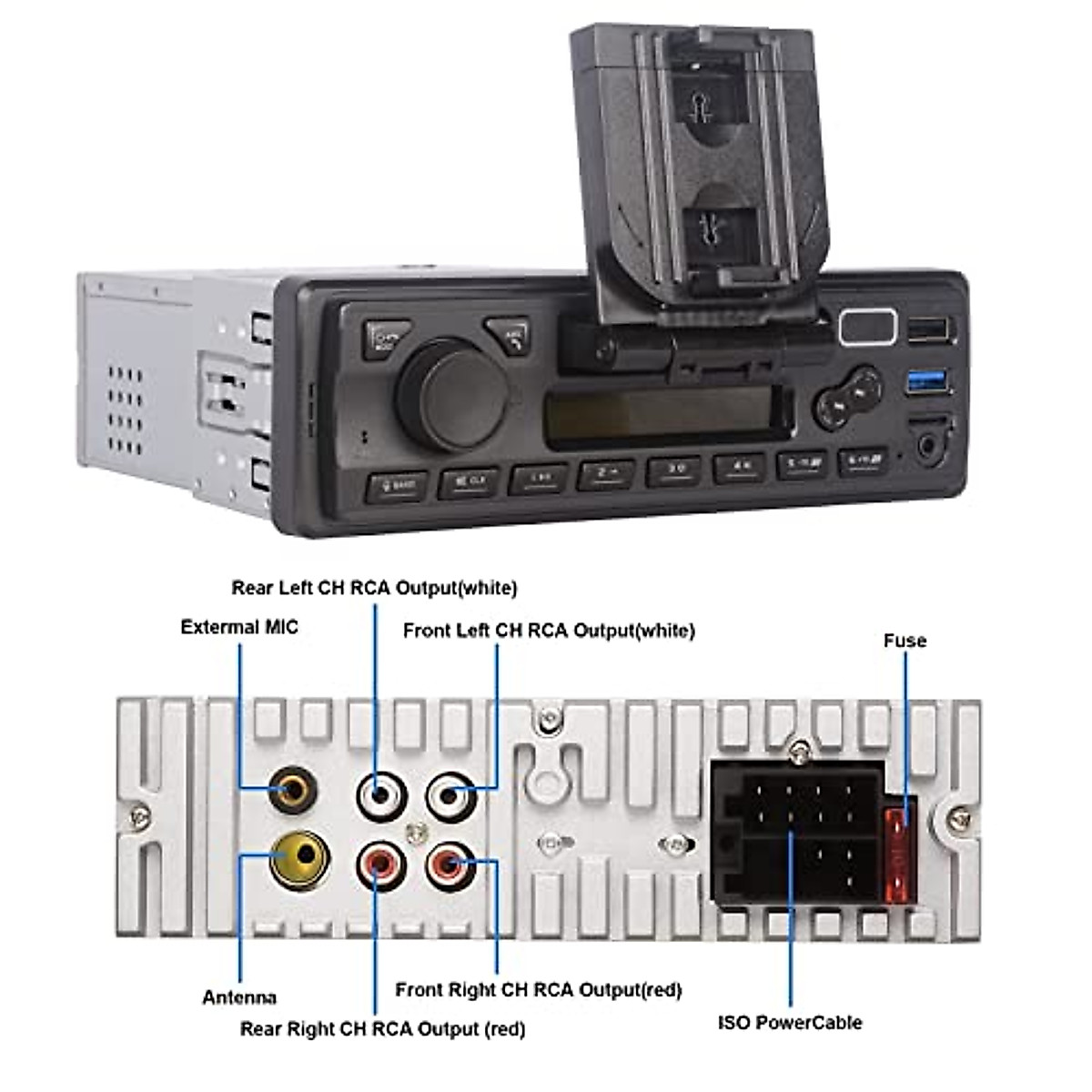 LXKLSZ Car Stereo with Bluetooth Single Din with APP Control MP3 Player Support Hands-Free Calls/USB/FM/AM/TF/AUX-in/EQ Set, Car Radio Receivers with Phone Holder External MIC SWC Remote