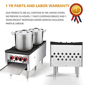 18 Inches 2 Stock Pot Stove - KITMA Liquid Propane Stock Pot Range with 4 Manual Controls for Restaurant(Short Body) - 160,000 BTU