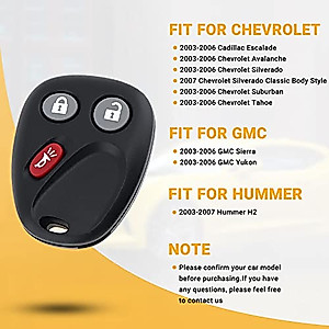 Keyless Entry Car Key Fob LHJ011 Compatible with 2003-2007 Chevy Silverado Tahoe Avalanche Equinox SSR Suburban | GMC Sierra Yukon| Hummer H2| Cadillac Escalade (2 Pack)