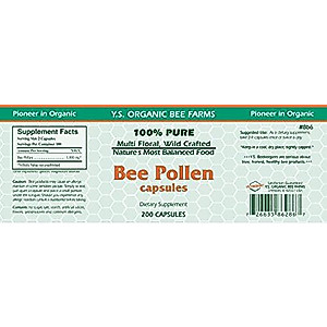 YS BEE FARMS Bee Pollen 550 MG, 200 CT