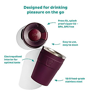 KeepCup Thermal - Vacuum Insulated Reusable Coffee Cup with Splashproof Sipper Lid | M 12oz/340ml - Black
