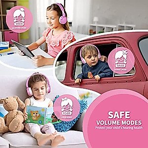 SHON Kids Wireless On-Ear Headphones - Pink Foldable Stereo with 3.5mm Jack, Wired Kids Headphones for Kids/Teen/Boy/Girl/Smartphone/School/Kindle/Airplane Travel/Airplane/Tablet(Pink)