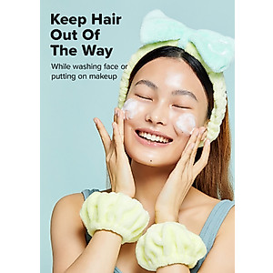 I DEW CARE Face Wash Headband & Scrunchie Set - Perfect Spa Pair | Adorable Design, Washing & Cleansing, Makeup and Spa, Quick Dry, Soft & Fuzzy, Non Slip, Teen Girls Stuff, Reusable