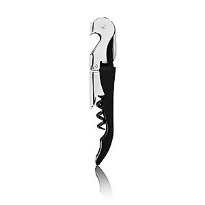 True TrueTap Soft Touch Black Double Hinged Waiter’s Corkscrew, Stainless Steel Wine Key with Foil Cutter