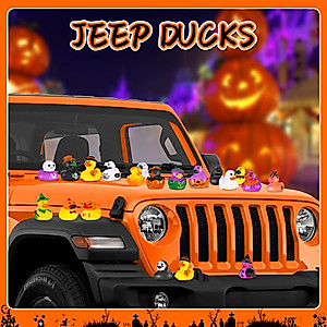 24 Pack Rubber Ducks with Bag - Halloween Party Favors & Bath Toys for Kids - Goodie Bag Fillers & Jeep Ducks for Gifting