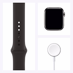 Apple Watch Series 6 (GPS + Cellular, 44mm) - Graphite Stainless Steel Case with Black Sport Band