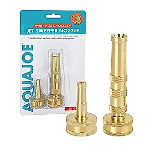 Aqua Joe SJI-4BHNC Ultimate Solid Brass, Heavy Duty Adjustable Twist Nozzle and Jet Sweeper Nozzle