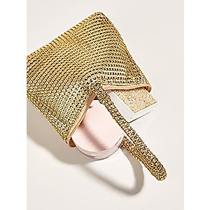 Verdusa Women's Rhinestone Evening Handbag Mini Bag Clutch Purse Gold one-size