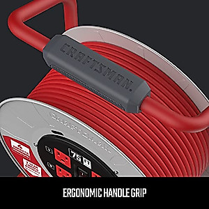 CRAFTSMAN Contractor Edition Retractable Extension Cord Reel 75 Ft. With 4 Outlets & Heavy Duty 12AWG SJTW Cable