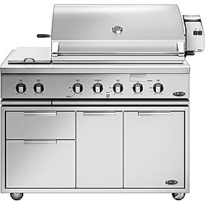 DCS Series 7 Traditional 48-Inch Natural Gas Grill with Double Side Burner & Rotisserie On CAD Cart