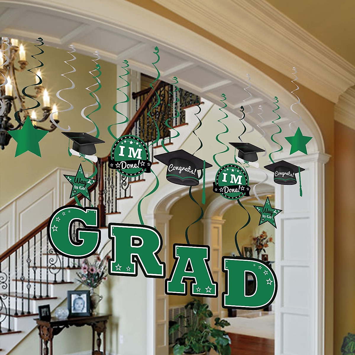Bunny Chorus Graduation Party Decorations 2022, 36 Pcs Class of 2022 Graduation Party Supplies, Hanging Swirls Green and Black Graduation Decorations 2022, Congrats Grad Party Favors, No DIY Required