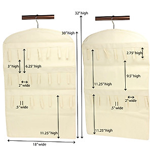 Household Essentials Bracelet and Necklace Hanging Jewelry Organizer, Natural Canvas